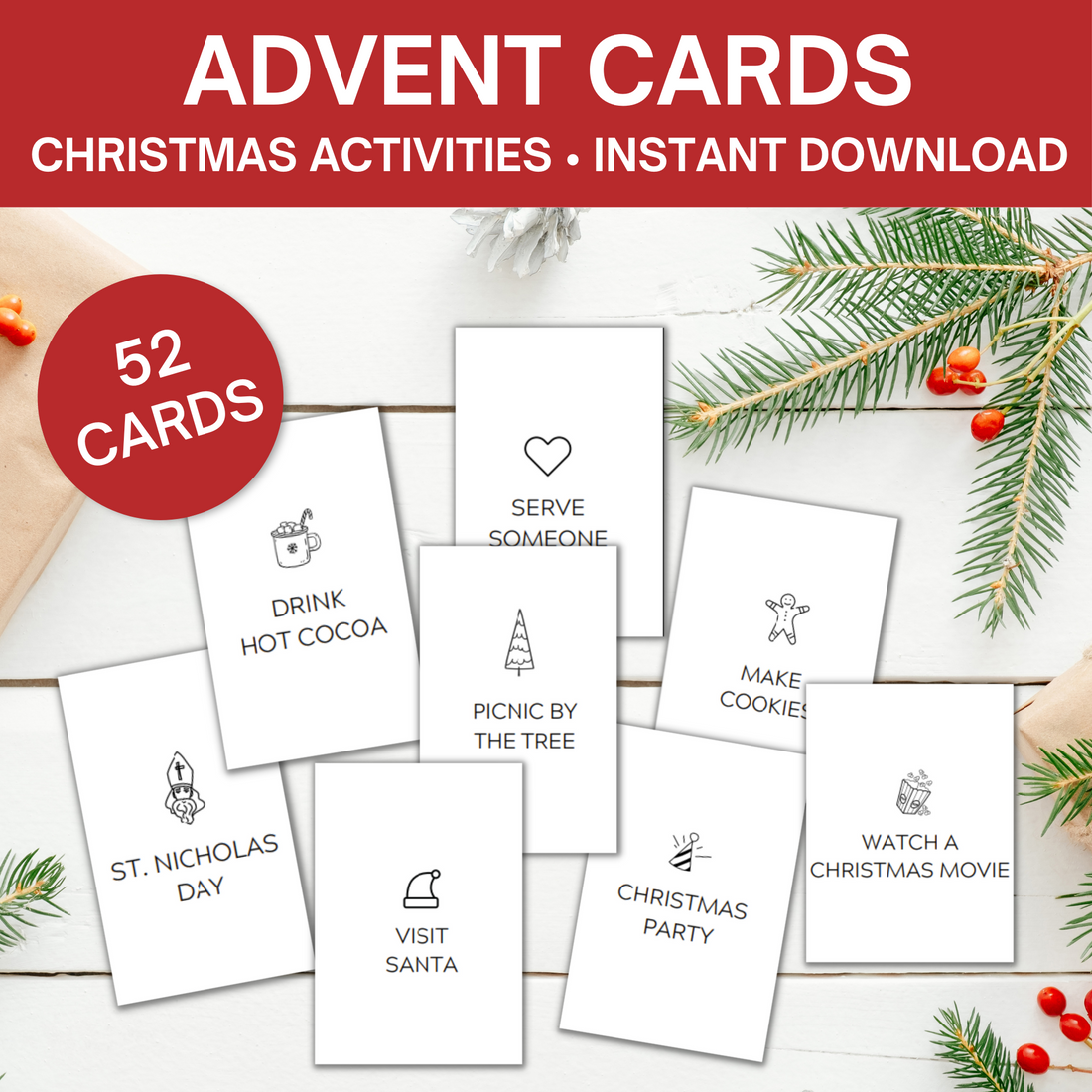 52 Printable Advent Activity Cards – So Festive!