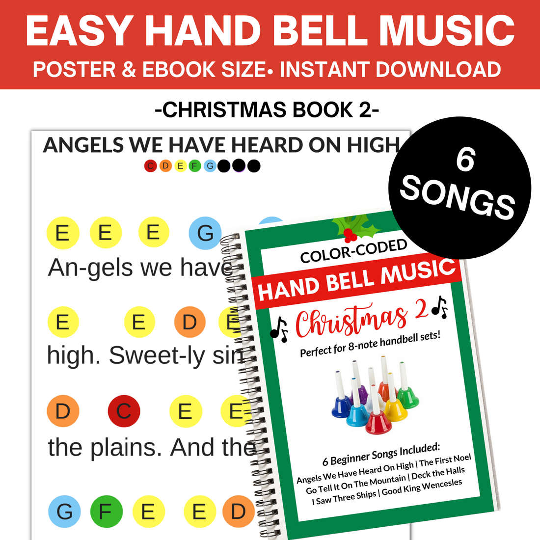 Christmas Hand Bell Music Book 2 - 7 Popular Songs- Digital Download ...